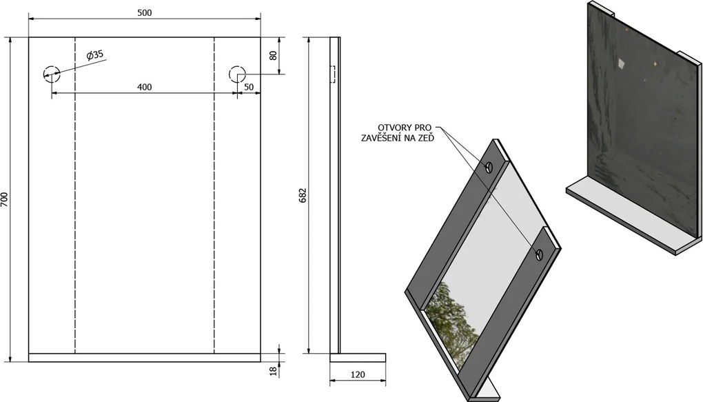 Aqualine Aqualine, BETA zrcadlo 50x70x12cm, 57396