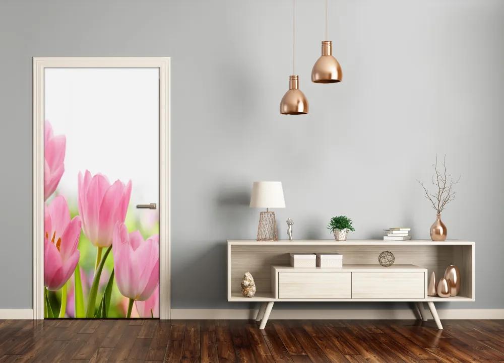 Fototapeta samolepící Růžové tulipány 95x205 cm