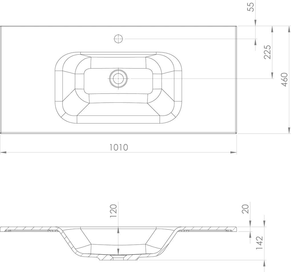Sapho Sidra umyvadlo 101 x 46 cm s otvorem pro baterii litý mramor černá mat SD101B