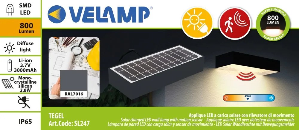 VELAMP LED solární světlo SL247 se senzorem