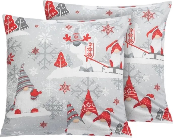 Bellatex Povláček bavlněný vánoce 2ks 40x40 cm Skřítek Šedá,Červená