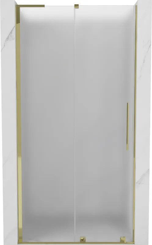 Mexen Velar L, posuvné sprchové dveře do otvoru 120 cm, 8mm sklo námraza, zlatá lesklá, 871-120-003-31-50