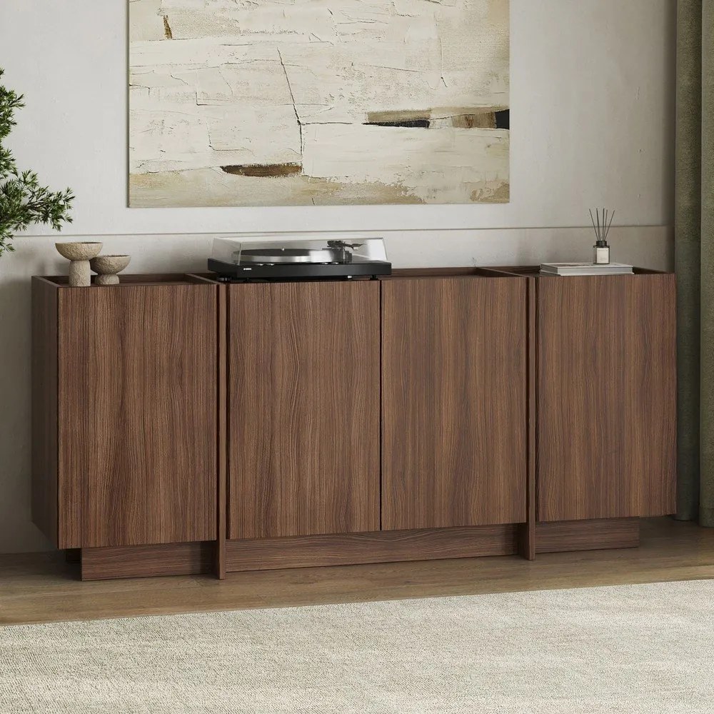 Komoda v dekoru ořechu s dírou na kabely v tmavě přírodní barvě 180x80x45 cm Dorma – Kalune Design