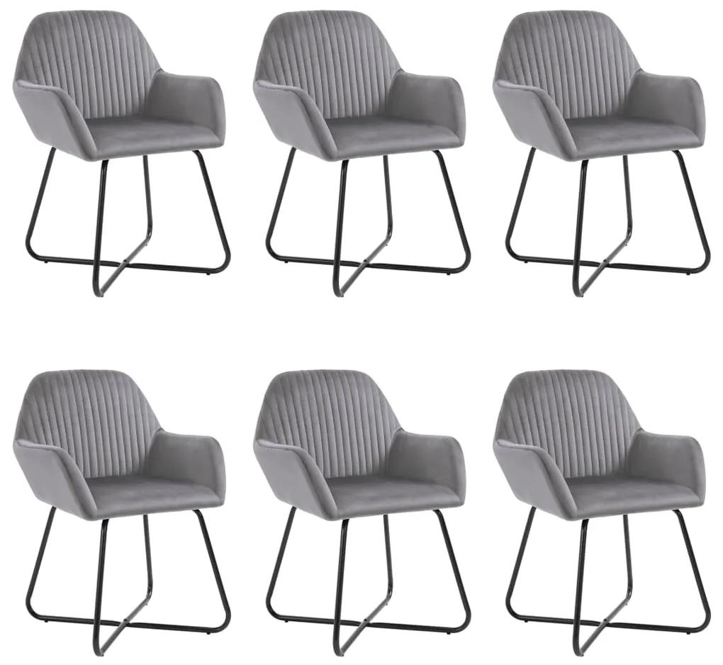 Jídelní židle 6 ks šedé samet - Default Title