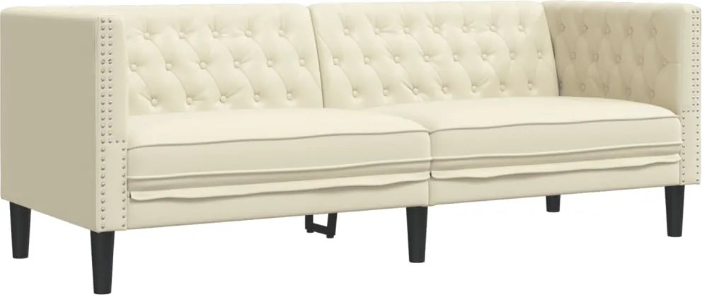 2dílná sedací souprava Chesterfield krémová umělá kůže 3209275