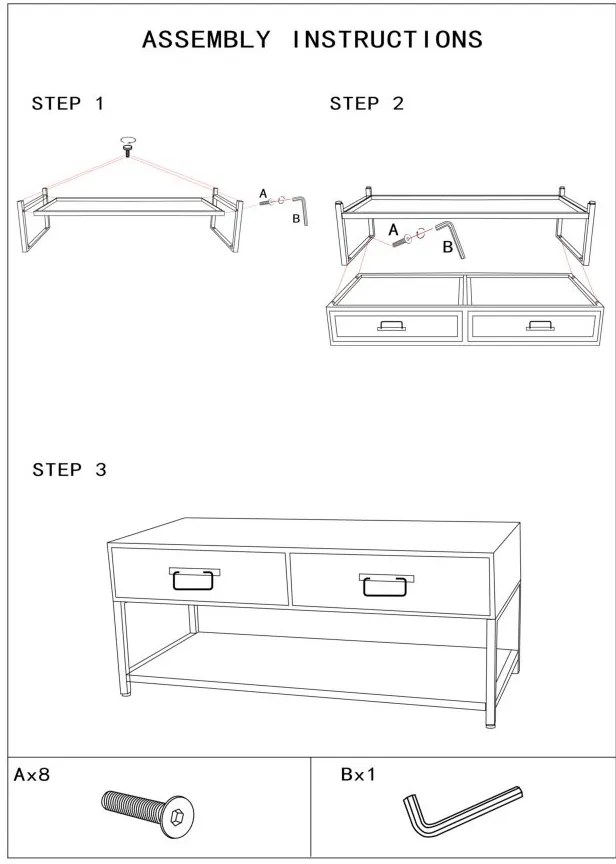 Černý TV stolek Mauro Ferretti Halmio, 95x38x38 cm