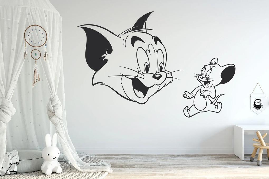 Lepy.cz Samolepka na zeď Tom a Jerry Velikost (šířka x výška): 45x30cm, Barevná varianta: Světle šedivá