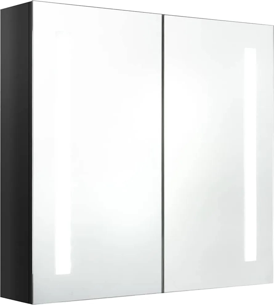 LED koupelnová skříňka se zrcadlem zářivě černá 62 x 14 x 60 cm 326519