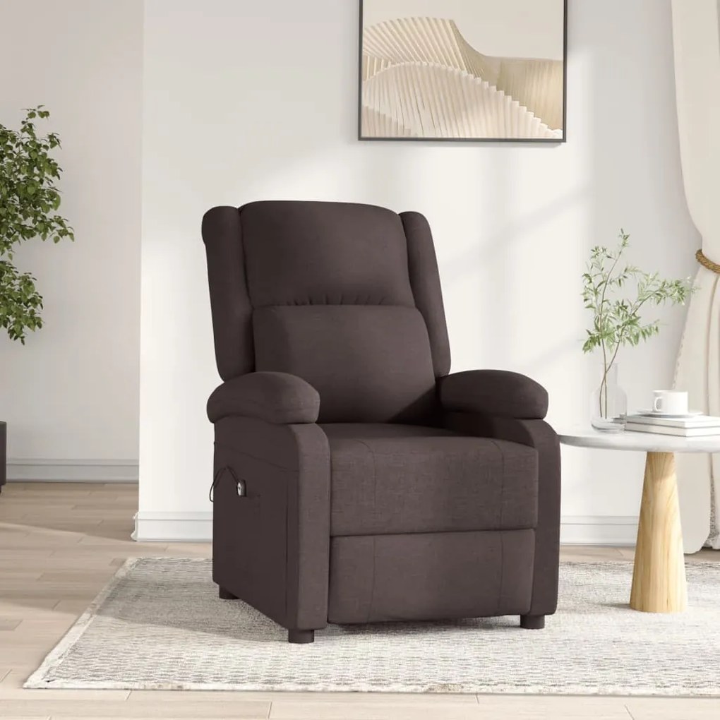 Elektrické polohovací křeslo tmavě hnědé textil 3098357