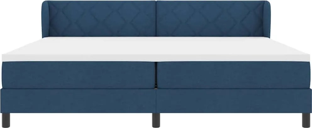 Postel s boxspringem s čelo Modrá 200 x 200 cm textil 3340114