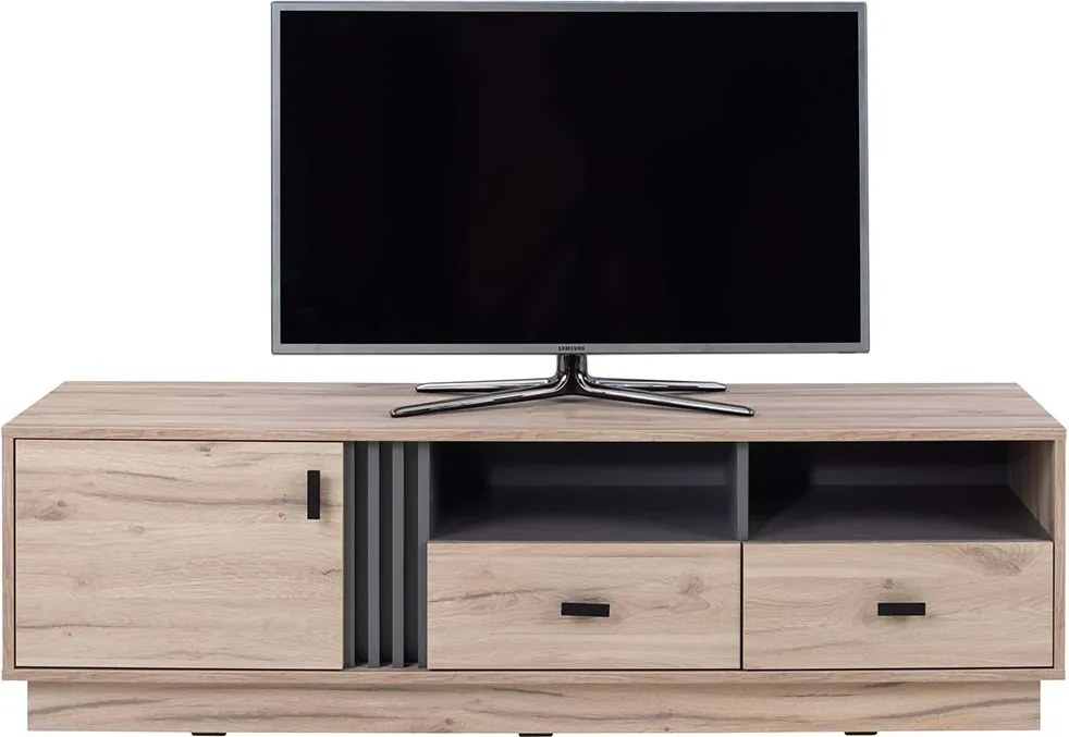Obývací stěna ALLMO | sestava C | 5 dílů | 335 cm + stolek 90x70 cm | dub estana/antracit