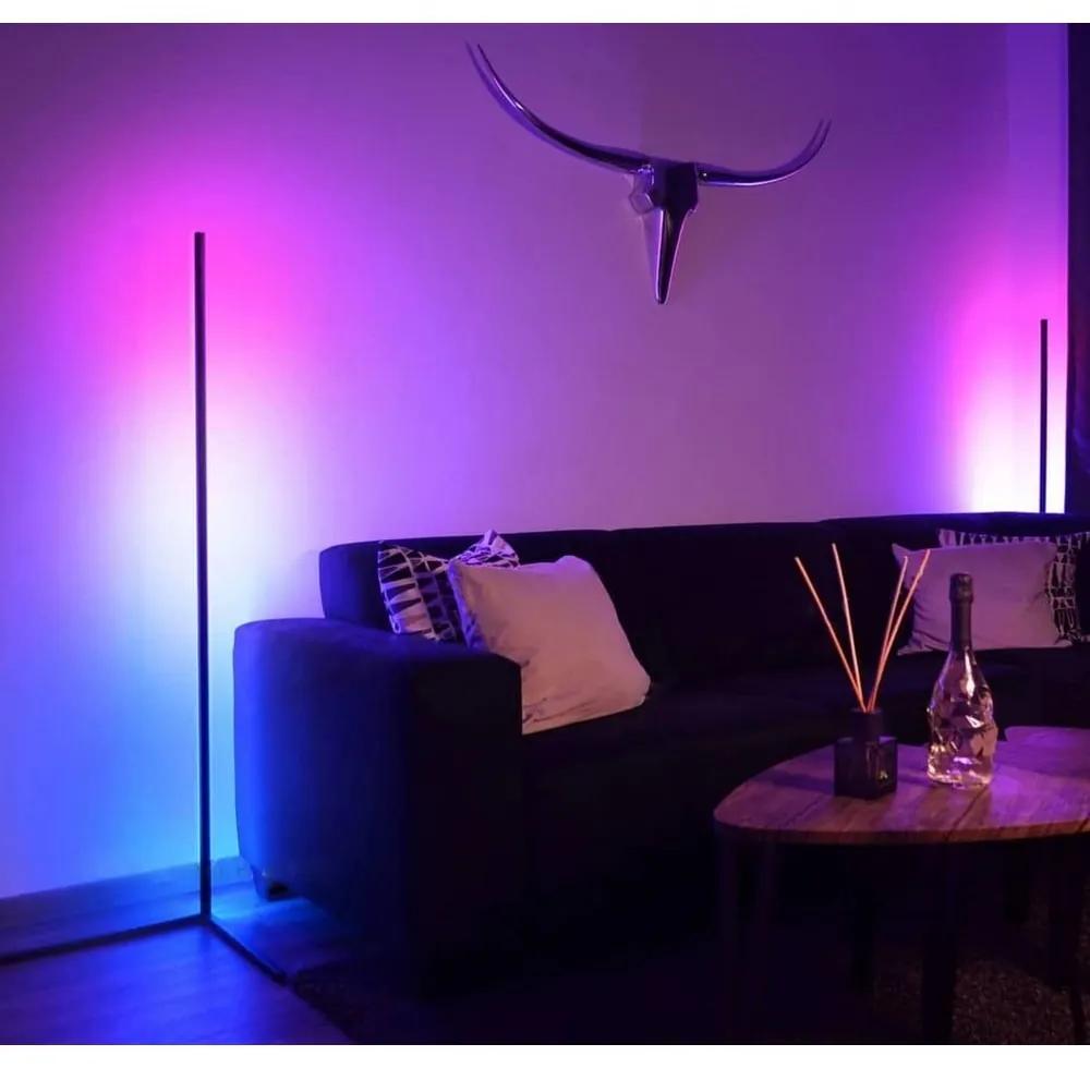 Černá stmívatelná LED stojací lampa na dálkové ovládání (výška 150 cm) – Squid Lighting
