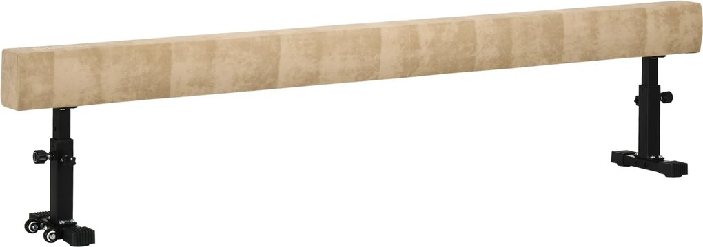 HOMCOM Domácí umělecké gymnastické laťky s nastavitelnou výškou, koly a protiskluzovými nohami, pro děti od 6 let, 226x31x59cm, Hnědá