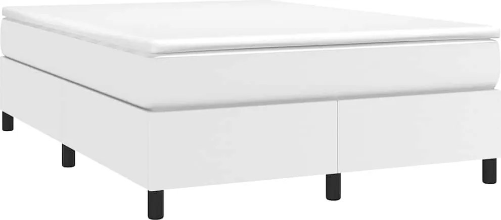 Box spring postel s matrací bílá 140x200 cm umělá kůže 3144609