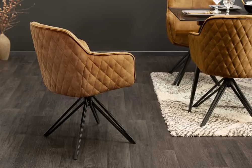Designová židle Natasha tmavě hořčičný samet