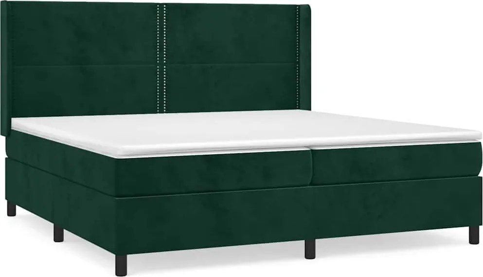 Box spring postel s matrací tmavě zelená 200x200 cm samet 3132642