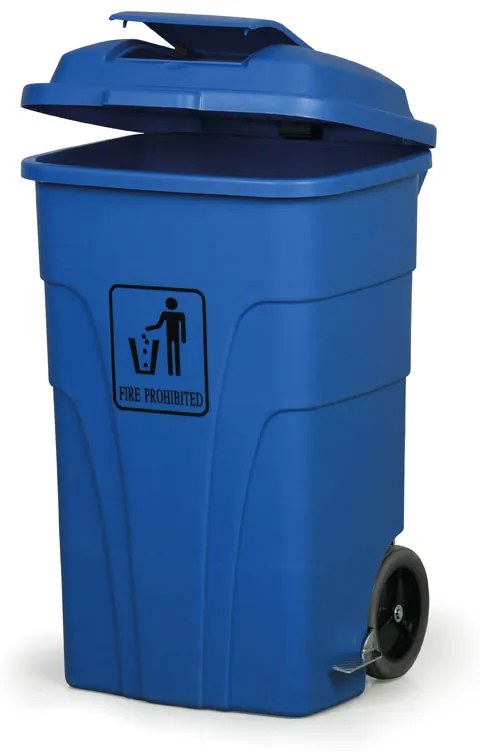 Plastový odpadkový koš na kolečkách koš, 120 l, modrý