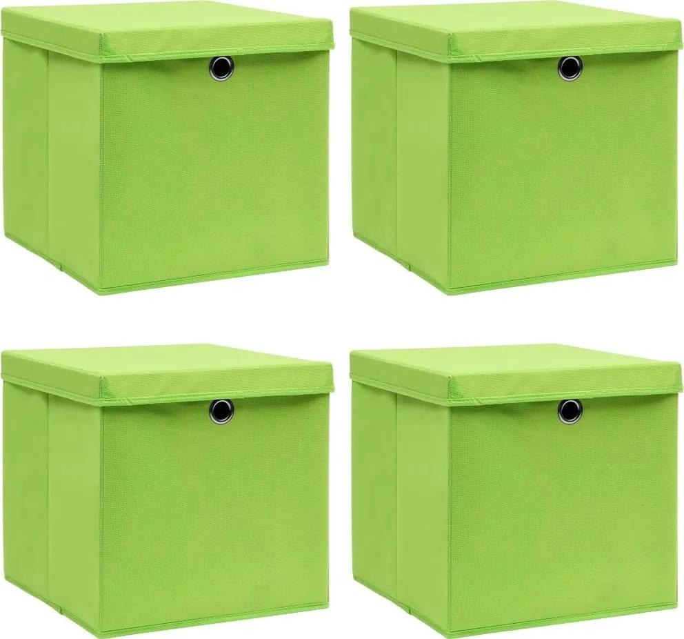 vidaXL Úložné boxy s víky 4 ks modré 32 x 32 x 32 cm textil [288346] Barva: zelená bez vík