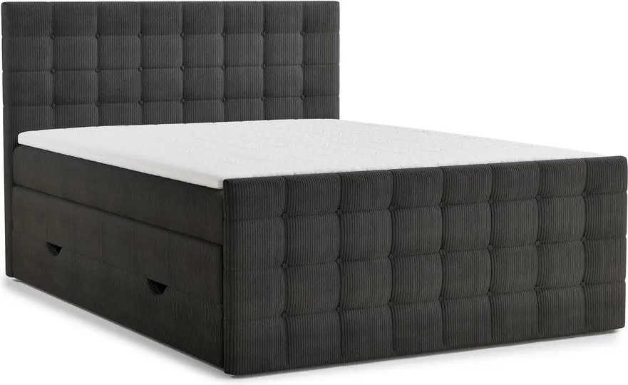 Antracitová boxspring postel s úložným prostorem 200x200 cm Tasca – Maison de Rêve