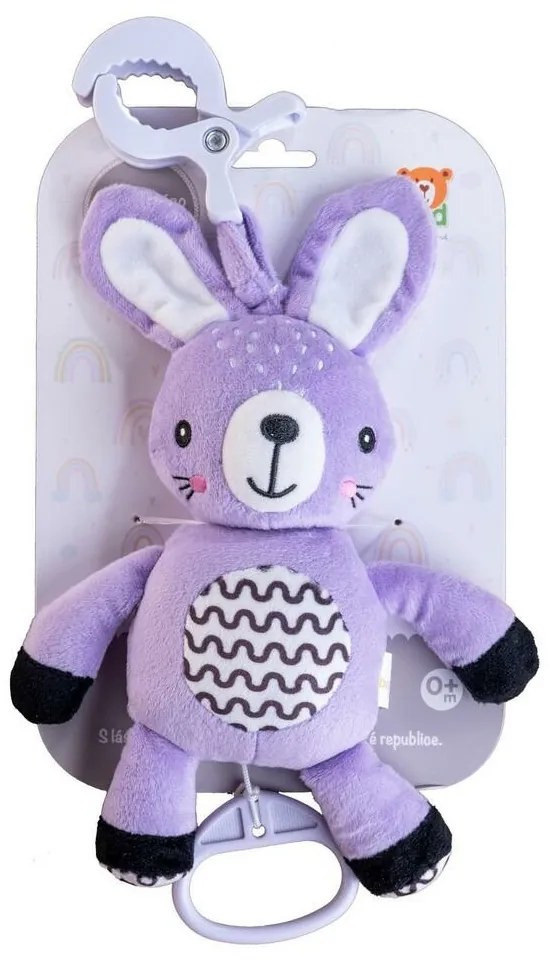 Natahovací hrací strojek babyted Zajíček plyš 30 cm závěs na postýlku / kočárek