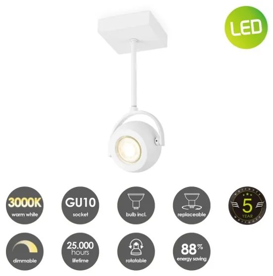 LED Stmívatelné bodové svítidlo NOP 1xGU10/5,8W/230V bílá