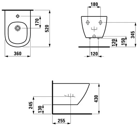 Laufen Lua Závěsný bidet 52 cm, bílá LCC H8300814003021