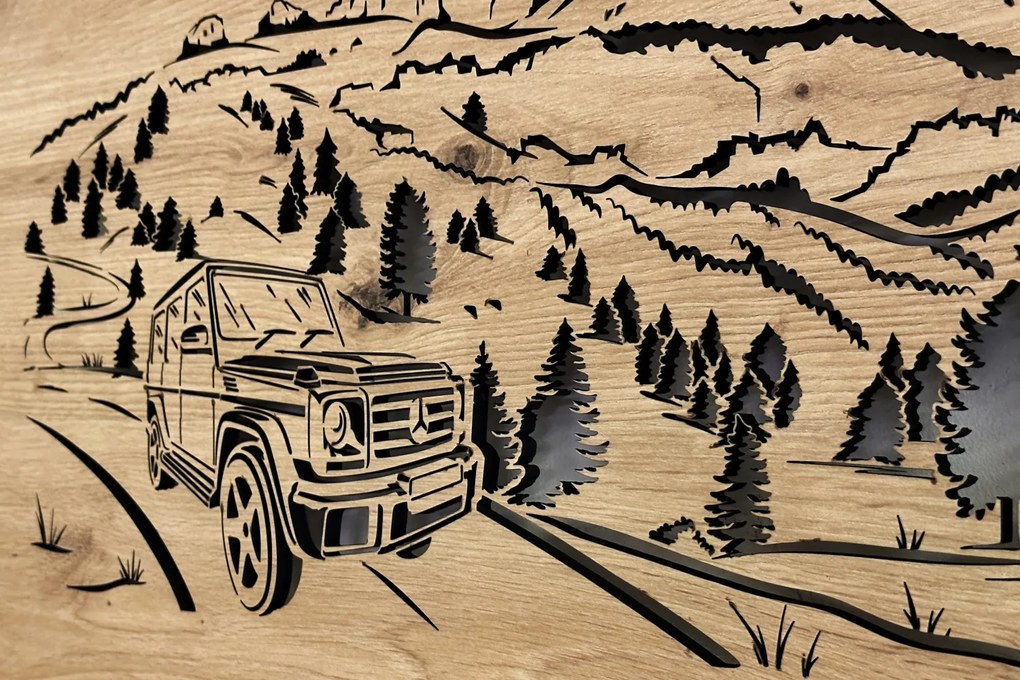 Li-Go "Mercedes Benz G" světelný obraz 230V 80x42cm provedení povrchu: dub světlý