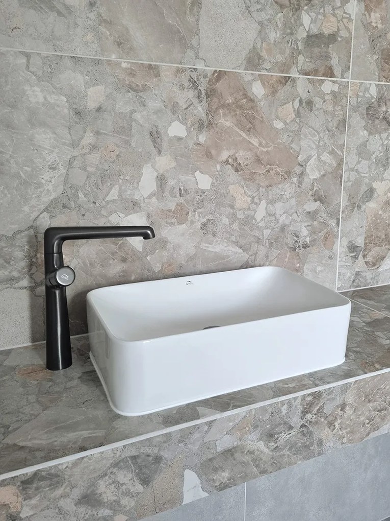 Laveo Kvadrato, umyvadlo na desku 485x295x125 mm, bílá lesklá, LAV-VUK_6249