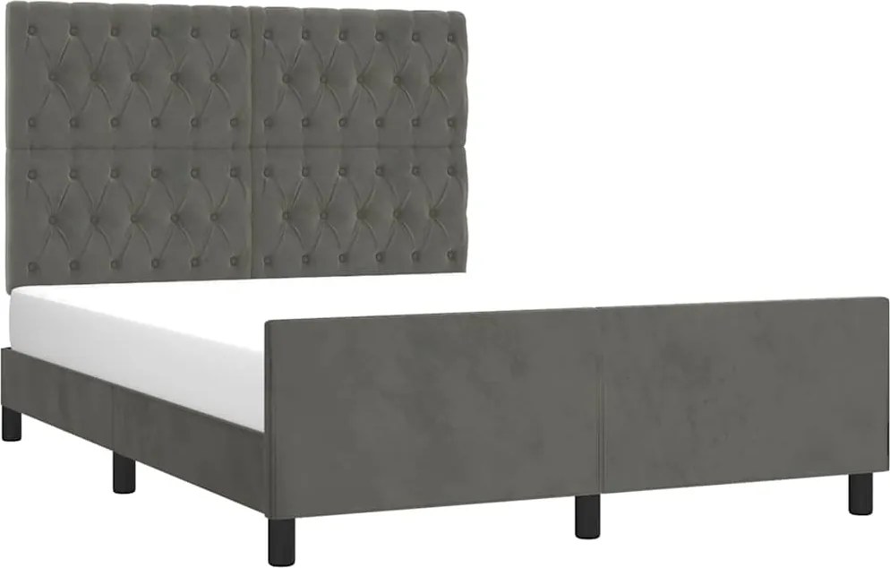 Rám postele bez matrace tmavě šedá 140 x 200 cm samet 3125941