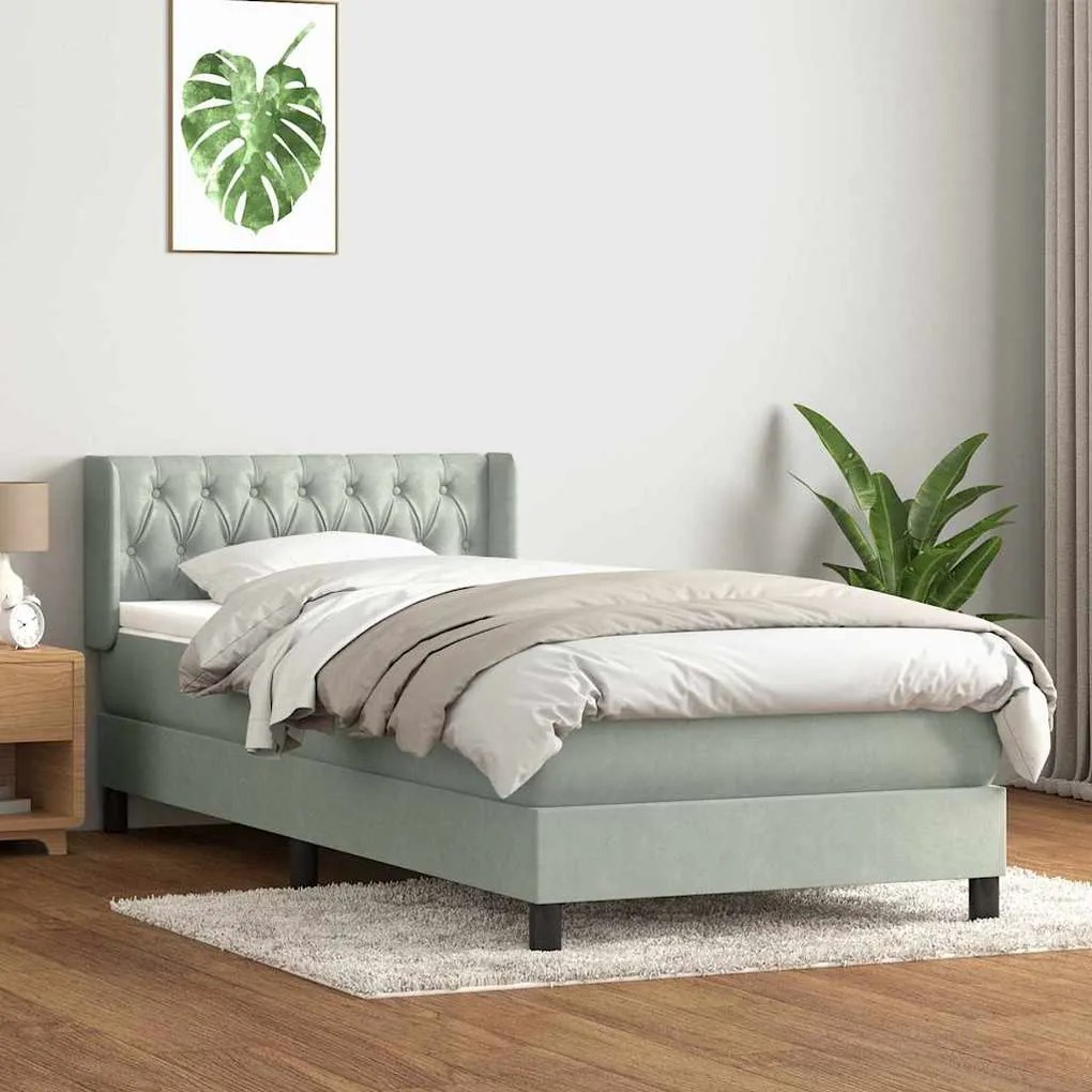 Box Spring Postel s matrací Světle šedá 90x220 cm Samet 3318393