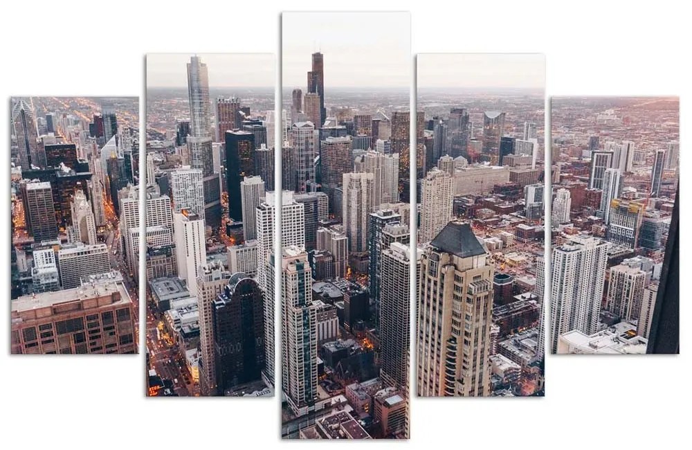 Gario Obraz na plátně Chicago mrakodrapy - 5 dílný Rozměry: 100 x 70 cm