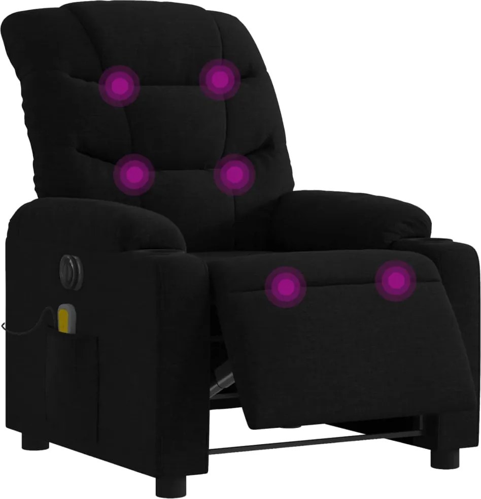 Elektrické masážní polohovací křeslo černé textil 3206638