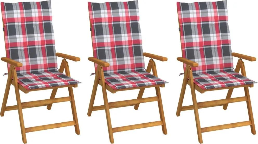 vidaXL Skládací zahradní židle s poduškami 3 ks masivní akáciové dřevo [3064089] Barva: antracitová