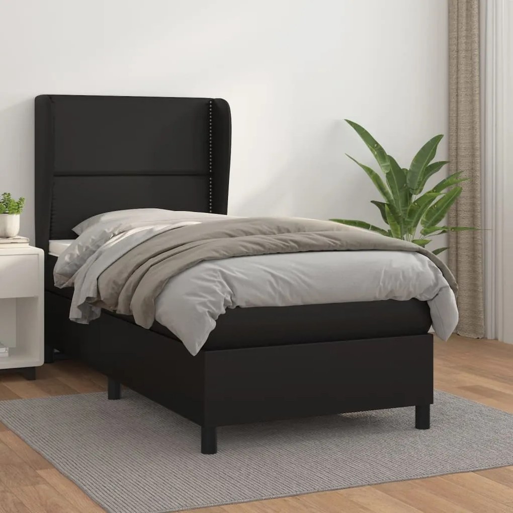 Box spring postel s matrací černá 90x190 cm umělá kůže 3128943
