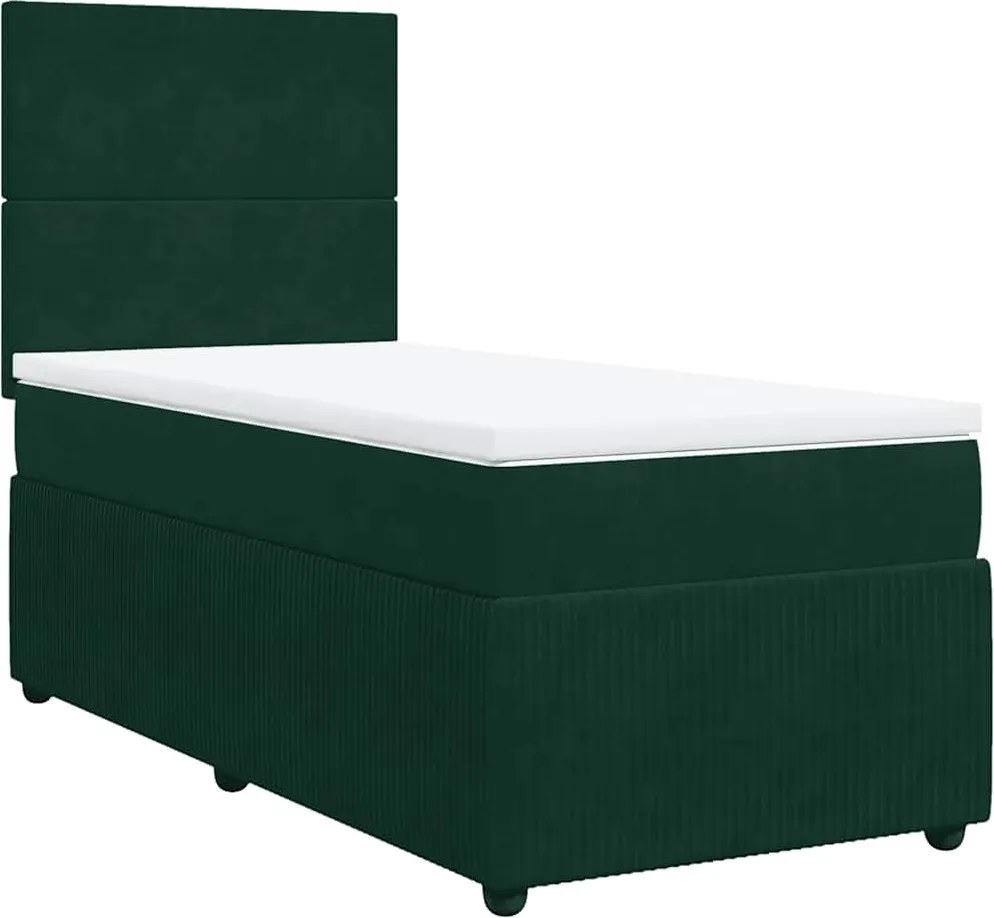 Box spring postel s matrací tmavě zelená 100x200 cm samet 3294559