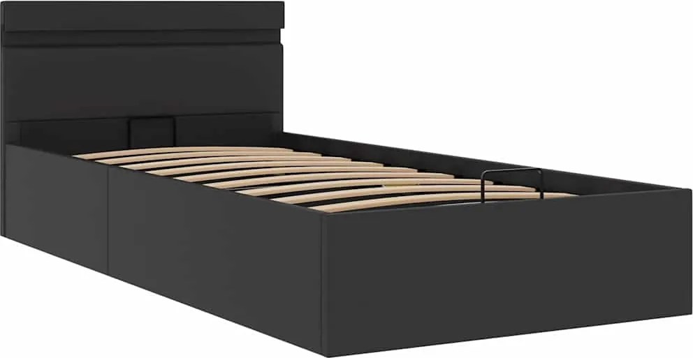 Rám postele LED s úložným prostorem černý umělá kůže 90x200 cm 285540