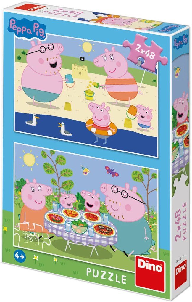DINO Puzzle Peppa Pig Na dovolené 2x48 dílků 26x18cm skládačka dn381711