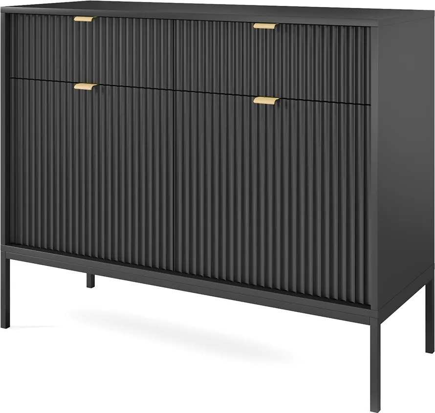 Komoda NOVA cc KSZ104 | s policemi a zásuvkami | 104 cm | černá/černá