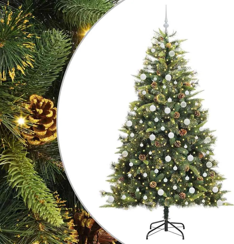 Umělý sklopný vánoční stromeček s kužely Zelená 210 cm 3395101