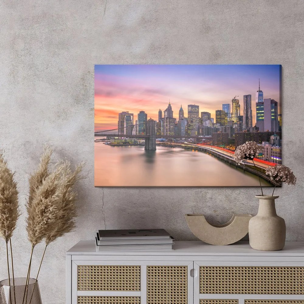 Obraz Panorama Města New York Nedostatek Nedostatek Plátno Canvas 90x60