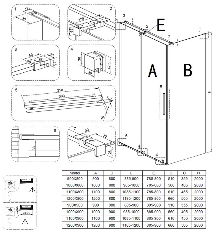 BPS-koupelny Obdélníkový sprchový kout HYD-ATA-1K 120x90 chrom/transparent - bez vaničky