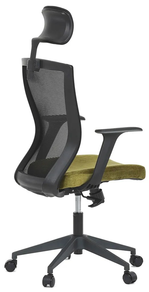 Kancelářská židle KA-V328 GRN látka světle zelená, síťovina černá, plast černý