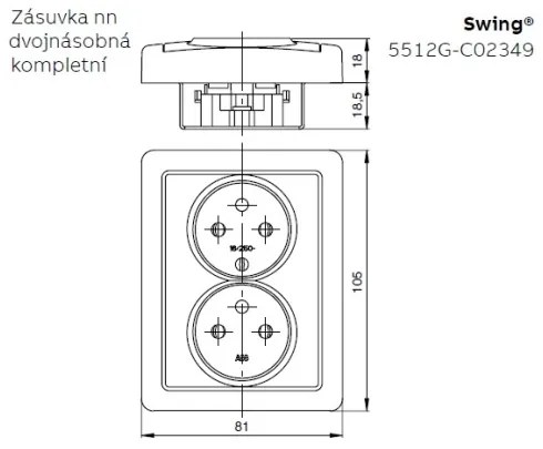 ABB Swing dvojzásuvka světle šedá 5512G-C02349 S1