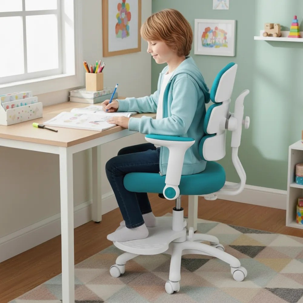 Dětská rostoucí židle Neoseat KIDDY THREE — látka, pratelný potah, tyrkysová (rozbaleno)