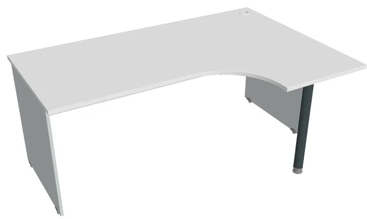 Stůl ergo 180 x 120 cm, levý Hobis Gate GE 1800 60 L Dekor lamino podnože: bílá, Dekor korpusu: šedá, Barva nohy: černá