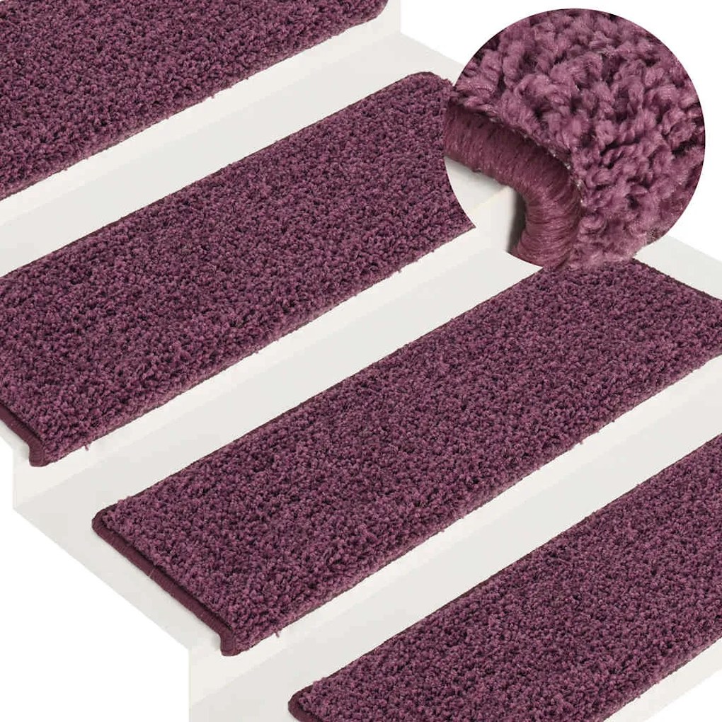 Schodové rohože 15 ks 65 x 21 x 4 cm tmavě fialové s obdélníkovým okrajem 326205
