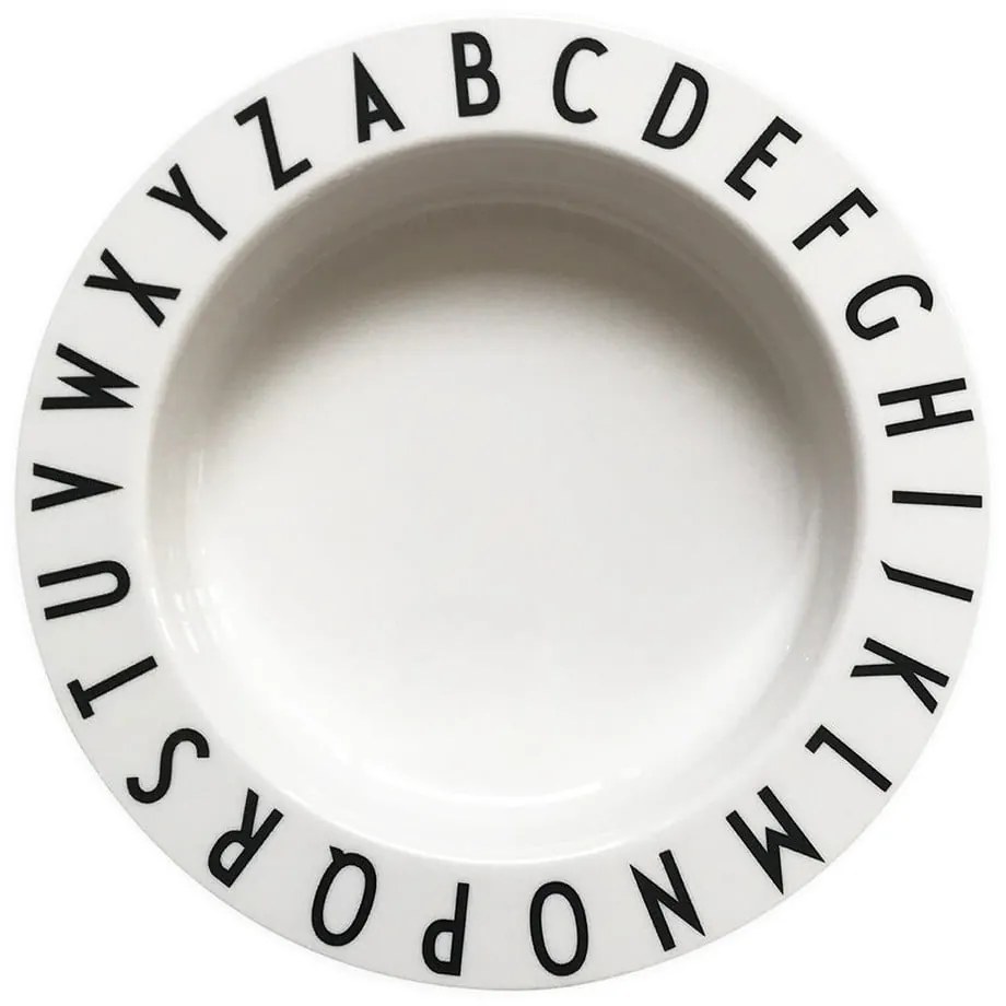 Bílý dětský hluboký talíř Design Letters Eat & Learn, ø 15,5 cm