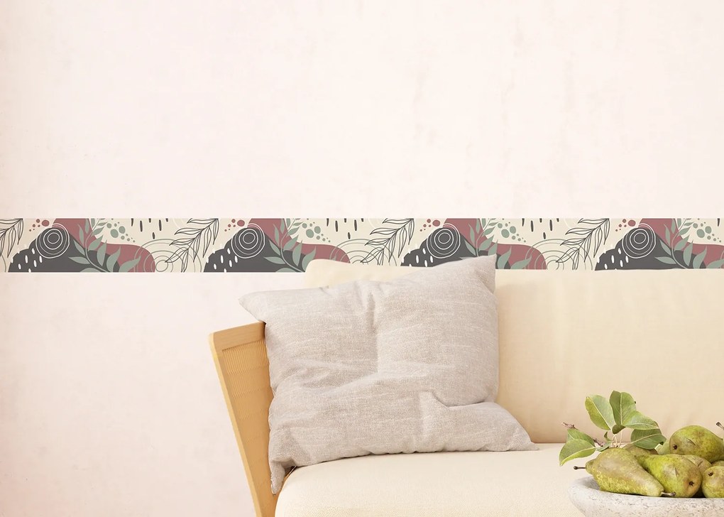 Samolepící bordura na zeď Abstraktní Listy | 5 m x 13.8 cm | DWB8427
