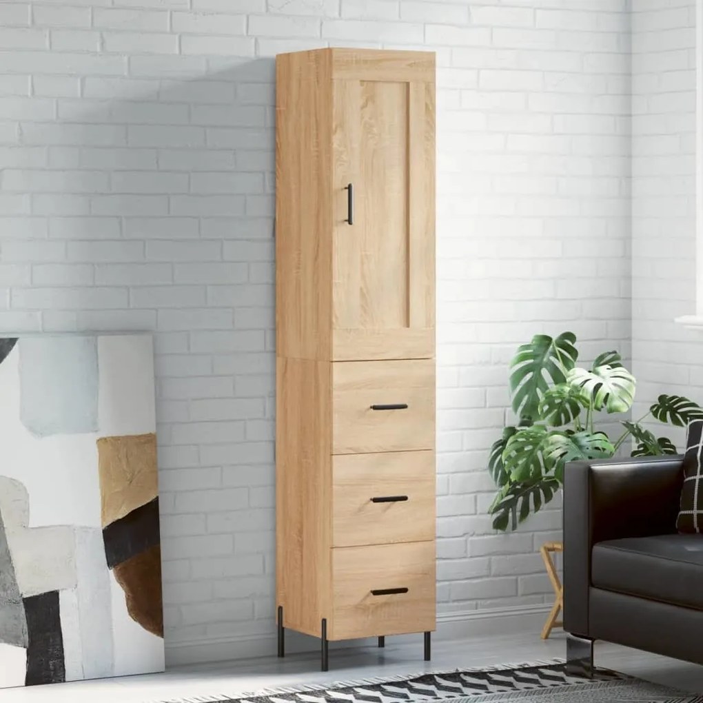 vidaXL Skříň highboard 34,5 x 34 x 180 cm kompozitní dřevo [3200201] Barva: Černá