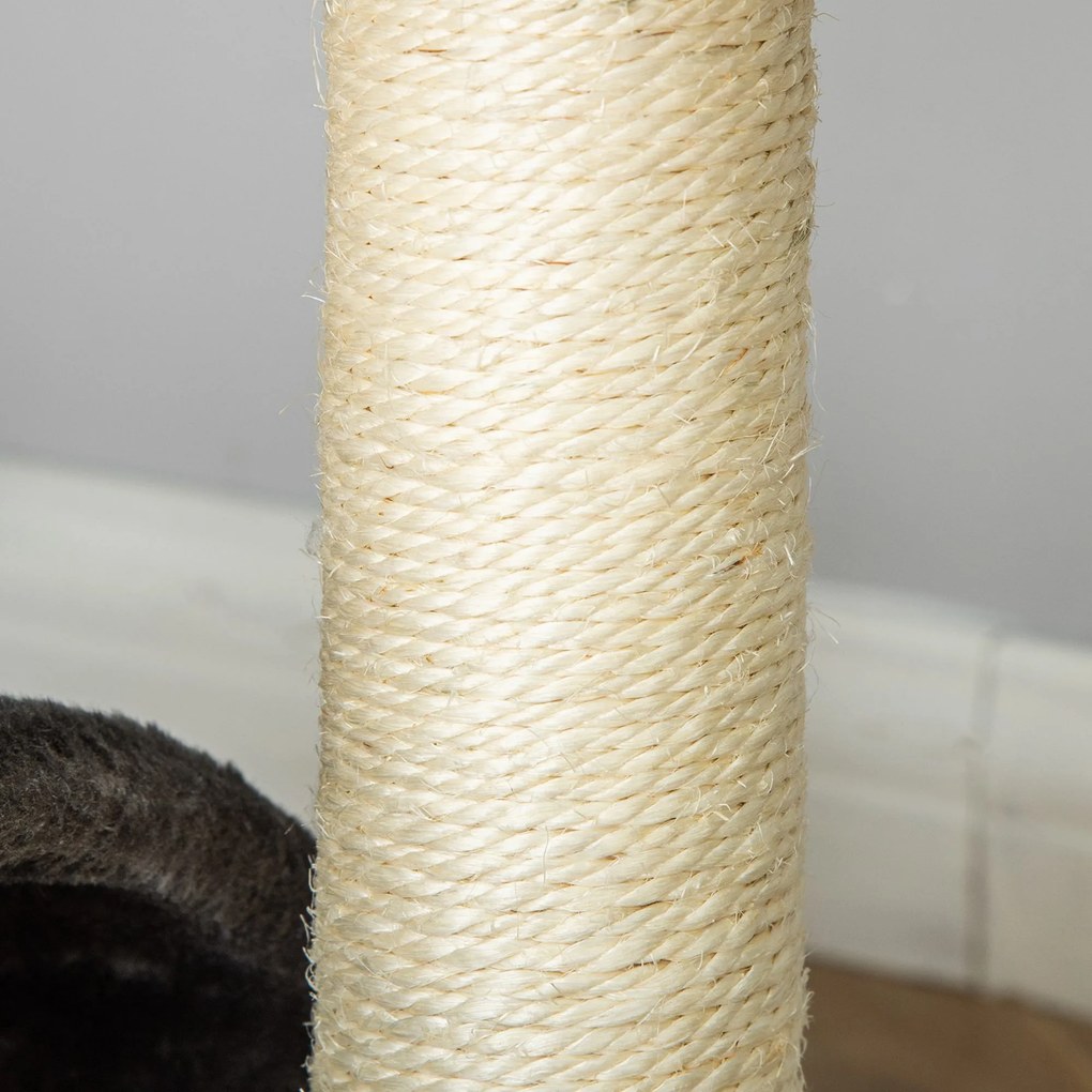 PawHut škrabadlo pro kočky v plyšovém designu s hracími míčky malé 35,5x37x46 cm sisalové škrabadlo šedé levně | Aosom.de